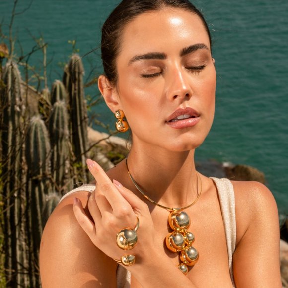 Gemma Michelli | Jewelry | Bold Bubbles 8k Gold Plated Choker | Poshmark